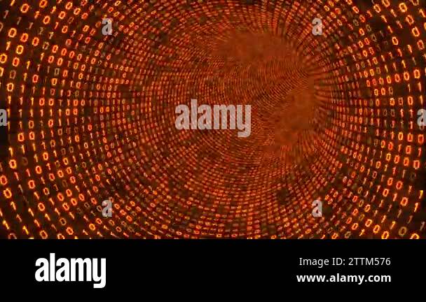 Gold digital binary tunnel on black background. Seamless loop animation. More color options ...