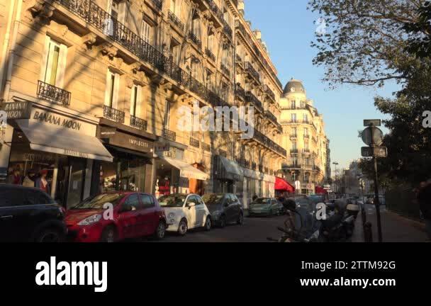 PARIS, FRANCE - circa 2017:The intersection of street Raspail with ...