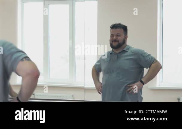 Personal training from athletic girl for fatboy with big abdomen in ...