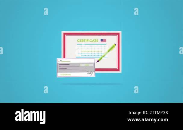 Close up for the certificate with a stamp and signature prepared for ...