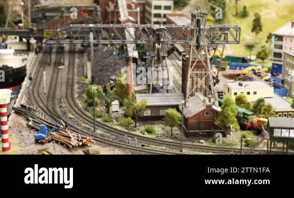 train movement on a detailed model of a coal factory Stock Video ...