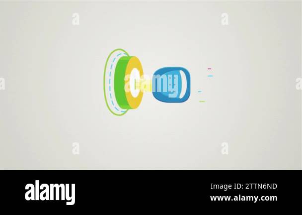 Cartoon animation with a key being inserted and failed to turn in the ...