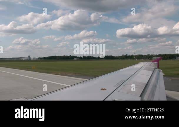 Maneuvering the aircraft at the international airport on the runway ...