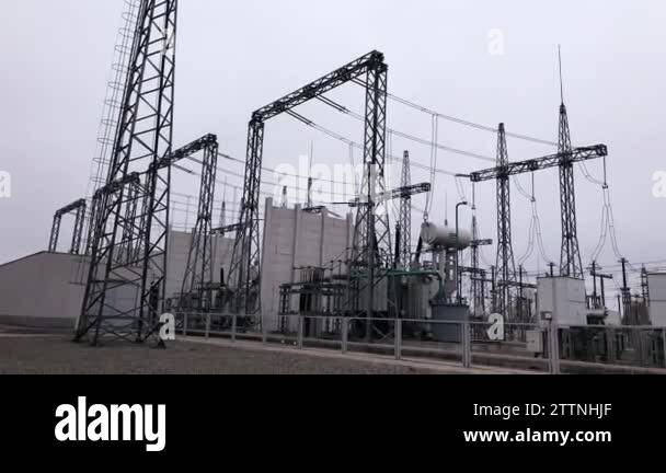 Transformer substation with power lines. Electricity Substation, Power ...