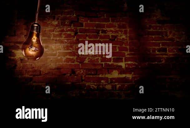 Horror background, scary atmosphere with old bricks wall with old bulb ...