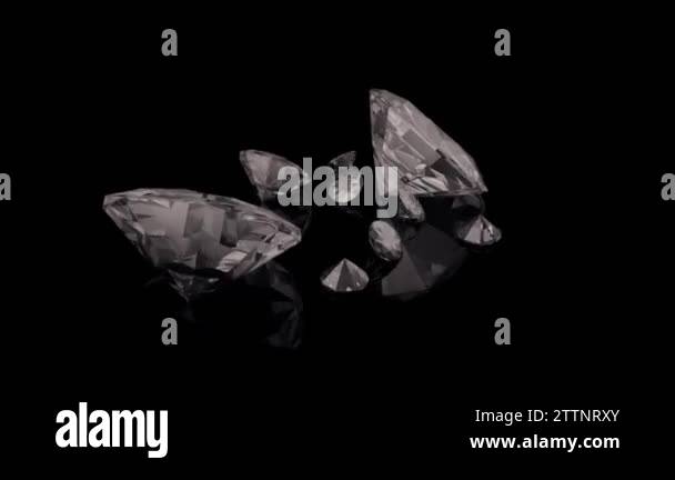 Abstract animation of falling and rotation of large and small diamonds ...
