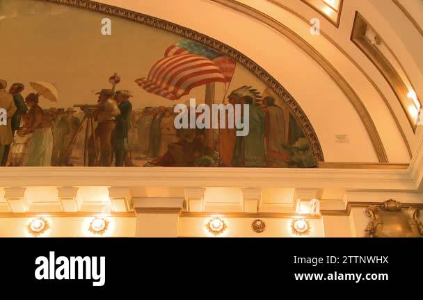 Arch painting of the Transcontinental Railroad ceremony Stock Video ...