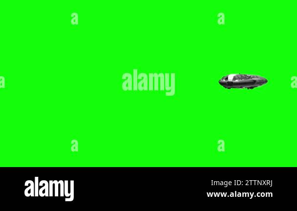 Journey to Space, sci-fi Spaceship on green screen, engines pulsate, 3d ...