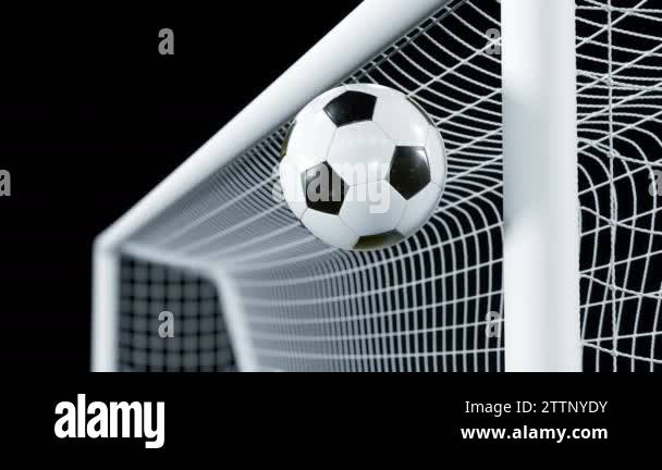 Soccer Ball Bounces Off the Bar in Slow Motion. Beautiful Football 3d ...