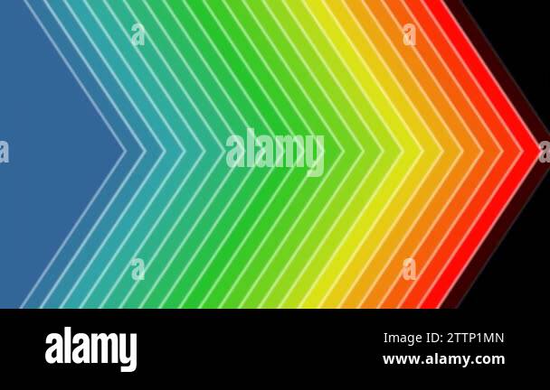 Animated video background, arrows in different spectrum color running ...