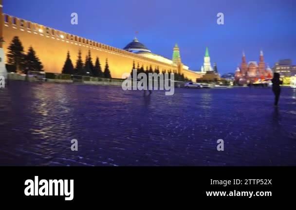 Red Square panorama Kremlin Clock, Kremlin Wall, Lenin mausoleum ...