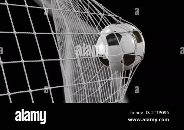 Soccer Ball flies into Goal Net in Slow Motion. Beautiful Football 3d ...