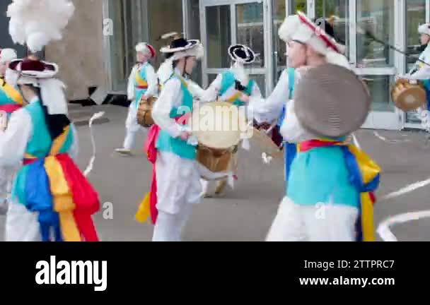 Moscow, Russia, July 12, 2018: Korean culture festival. A group of ...