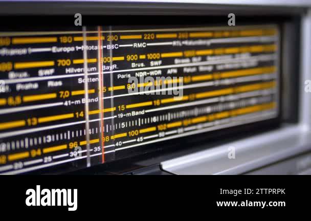 Tuning Analog Scale of the Retro Radio with the Names of Cities, Radio ...