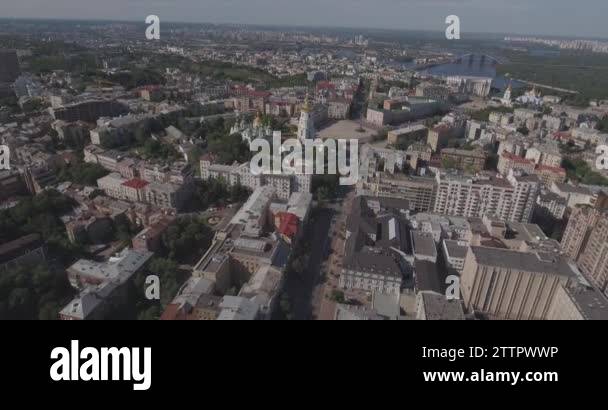 Kiev street Vladimirskaya Aerial. City landscape from the height of a ...