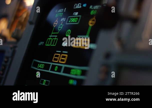 Autopilot control element of an airliner. Panel of switches on an ...