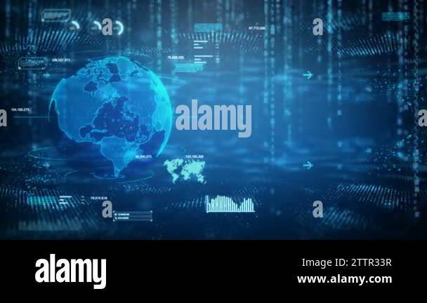 Abstract dark background with global world and dot lighting for cyber ...