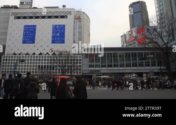 Shibuya crossing wide shot. / Its a city location in Tokyo. 4K&time ...