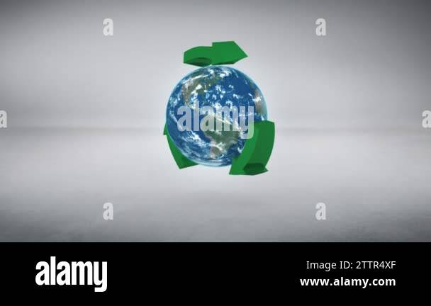 Recycle Earth loop animation on studio background - go green for a ...