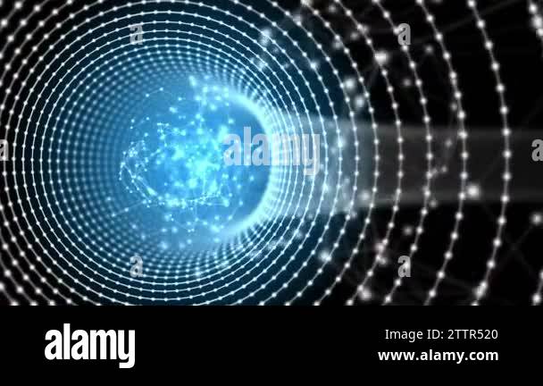 Going Through Abstract Tunnel Light Lines And Nodes Structure Animated Plexus Structure Inside