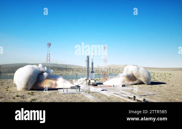 Rocket launch animation. Daylight. Space launch system. Realistic 4k ...
