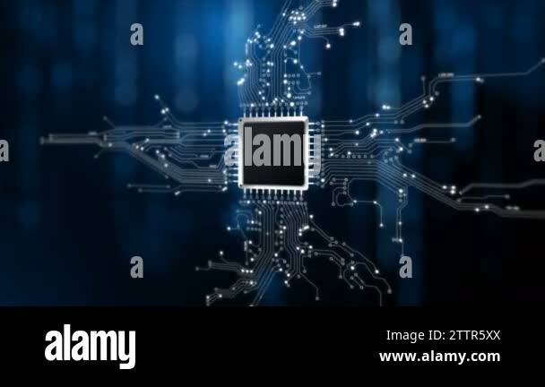 4K animation Chip set cpu controller and print circuit with alpha matte ...