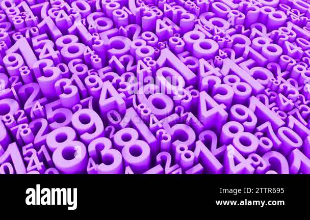 Animated background with random numbers moving up and down. Purple tint ...
