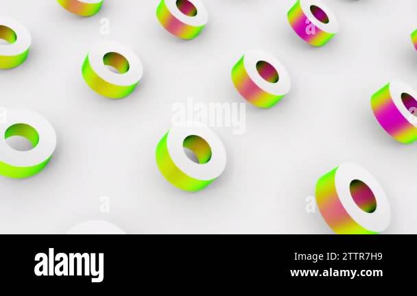 Set different holographic colors 3d shapes rotating. 4k seamless loop ...