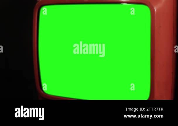 Vintage Red Tv with Green Screen. Ready for replace green screen with ...
