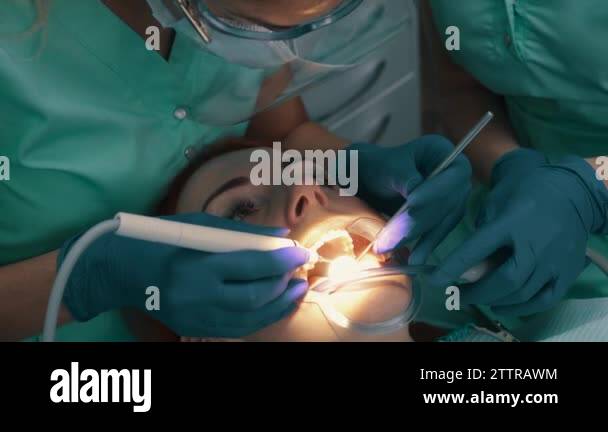 Ultrasonic cleaning of teeth. Removal of solid teeth Stock Video ...