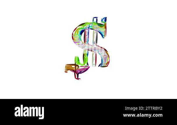 drawn line dollar sign shape cartoon glitch interference animation ...