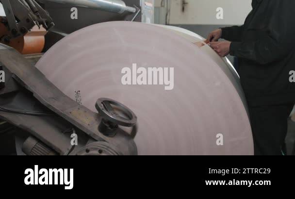 Plant on production of newspaper. Print machine roll in newspaper ...