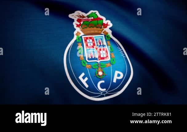 FC Porto flag is waving on transparent background. Close-up of waving ...