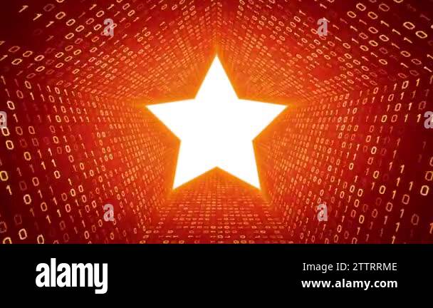 White star icon form yellow binary tunnel on orange background ...