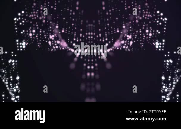 Moving Particle animation background. Flowing light dots on purple ...