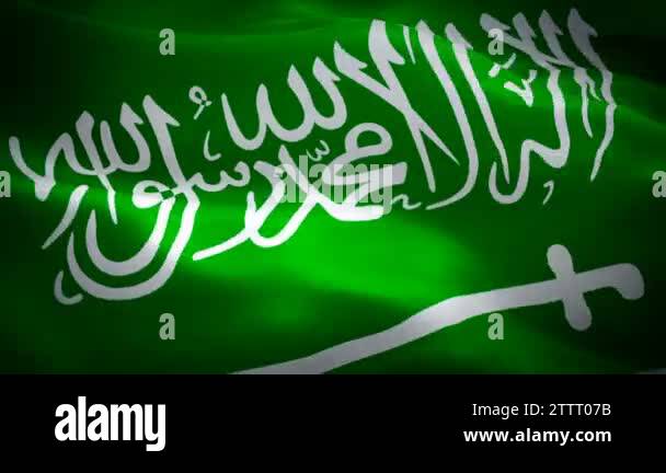 Saudi flag waving in wind video footage Full HD. Realistic Saudi Flag ...