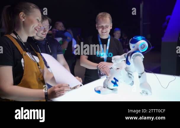 Nao Robot is an autonomous, programmable humanoid robot by Aldebaran Robotics Stock Video ...