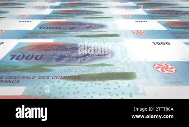 Series of banknotes of one thousand comorian francs of the bank of ...