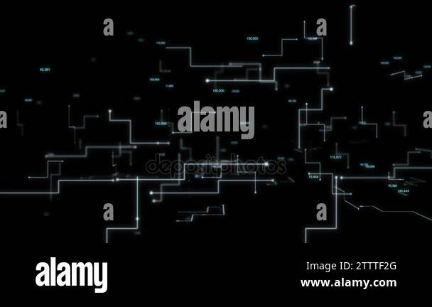 4K Animation 3D abstract dark background moving dot and line metaphor ...