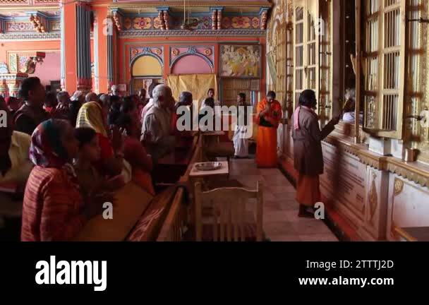 Ayodhya, India - Circa March 2019. Devotees visited Dashrath Mahal ...
