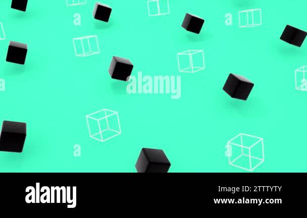 Set of different 3d cubes color shapes. 4k animation looping footage ...