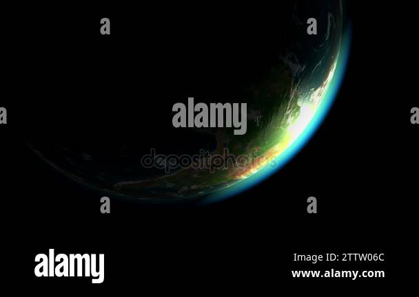 Crescent Earth on background, extraterrestrial sci-fi spaceship ...