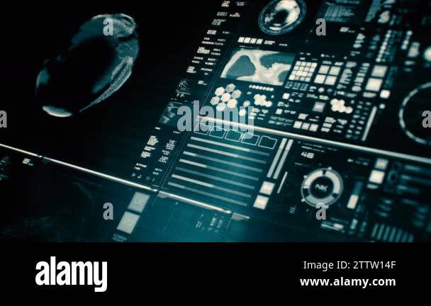 Futuristic interface/Digital screen/Detailed abstract background. Perspective view of blue ...