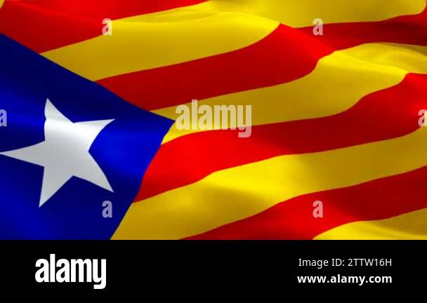Flag of Catalonia flag video waving in wind. Realistic Barcelona Flag ...