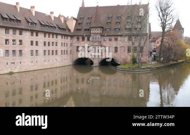 The old world-famous building in Nuremberg, the hospital of the holy ...