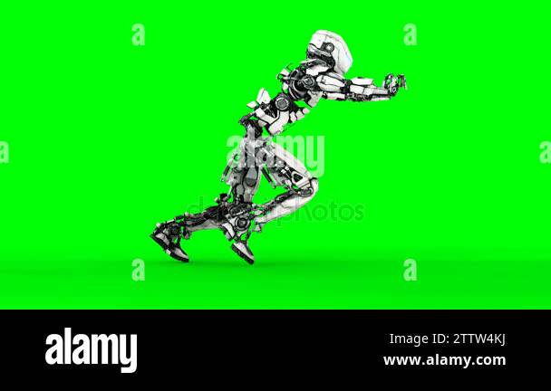 robot is pushing . Realistic motion and reflections. 4K green screen ...
