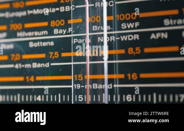 Tuning Analog Scale of the Retro Radio with the Names of Cities, Radio ...