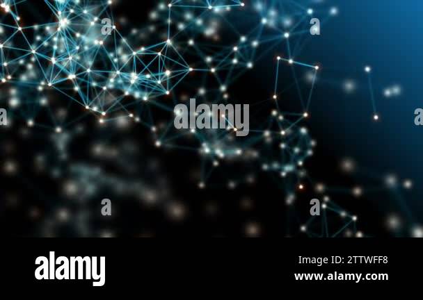 Abstract fantasy motion background with pulsating light nodes and organic plexus lines evolving ...