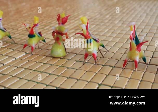 Tohe, the traditional toys in Vietnam made by colored rice powder Stock ...