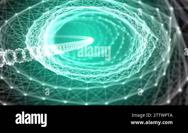 Going Through Abstract Tunnel Light Lines And Nodes Structure Animated Plexus Structure Inside